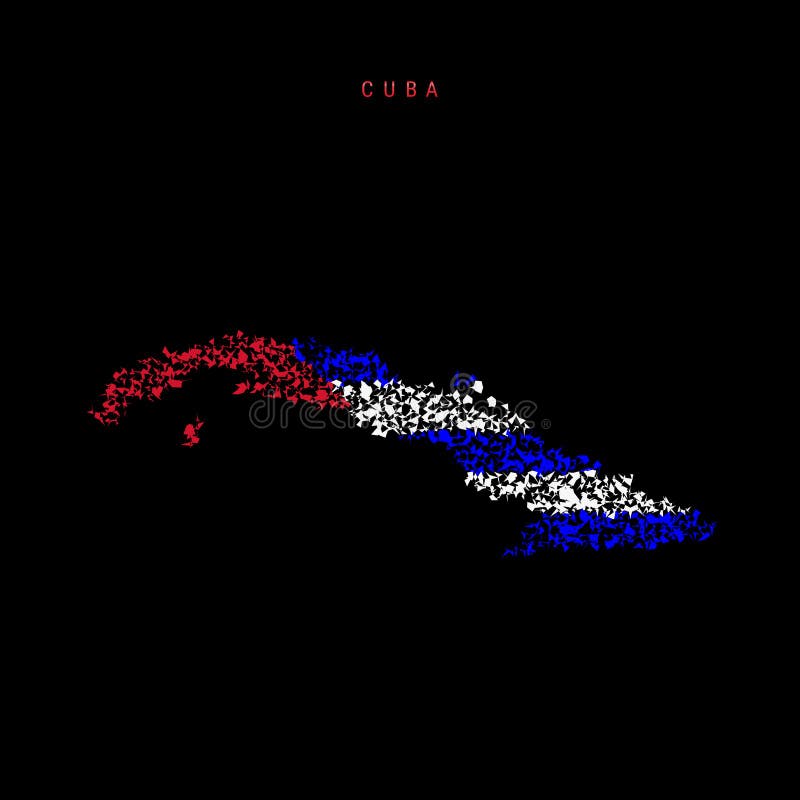 Cuba Flag Map, Chaotic Particles Pattern in the Cuban Flag Colors ...