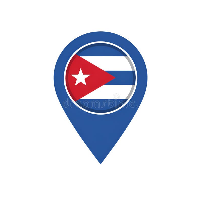 Cuban Flag Location Pin Map Pointer Graphic Design Element Red Geo Icon ...