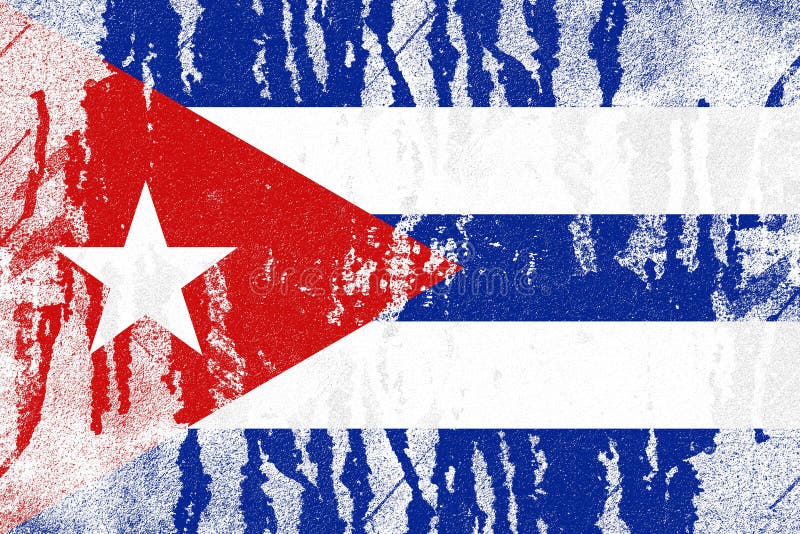 Cuba Flag Painted on Old Distressed Concrete Wall Background Stock ...