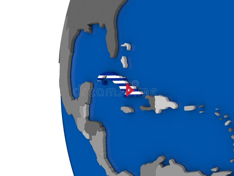 Cuba on globe stock illustration. Illustration of international - 84445383