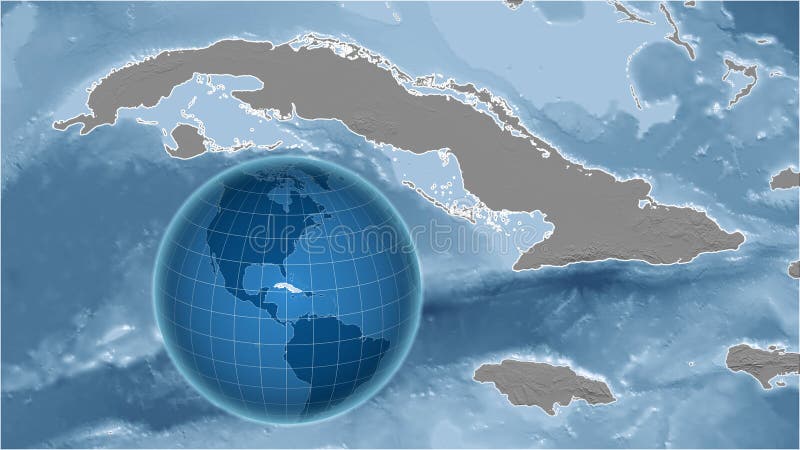 Cuba on globe stock illustration. Illustration of international - 84445383