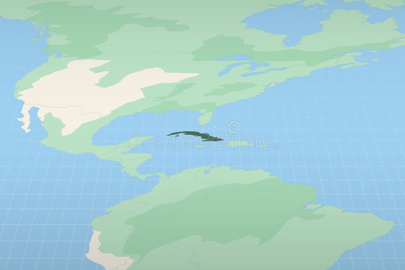 Cuba Highlighted on a Detailed Map, Geographic Location of Cuba Stock ...
