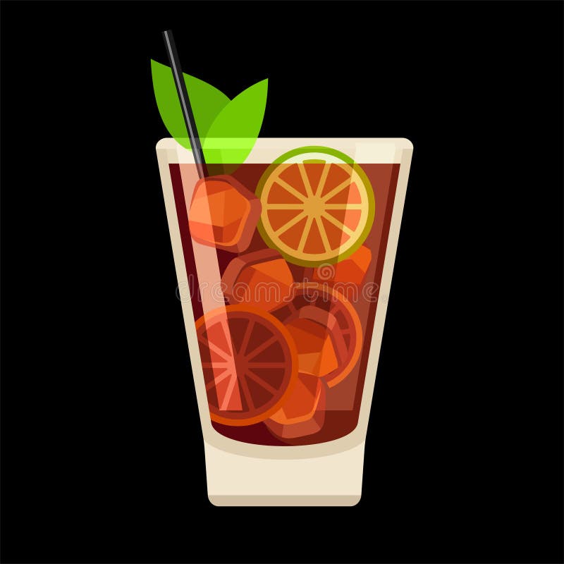 Cuba Libre Cocktail Flat Style Vector Illustration Stock Vector - Illustration of libre, party ...