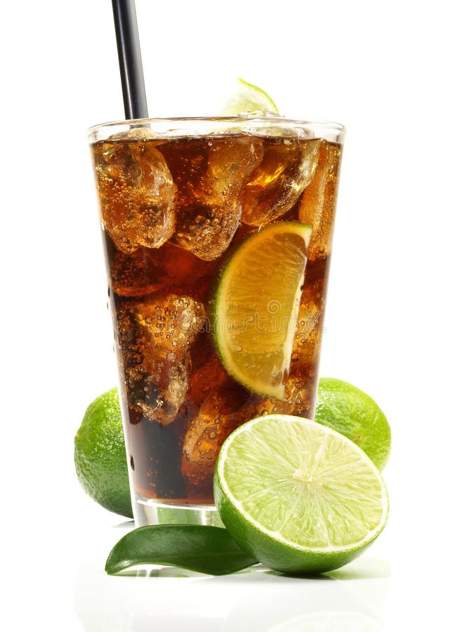 Cuba Libre Cocktail on White Background - Isolated Stock Photo - Image ...