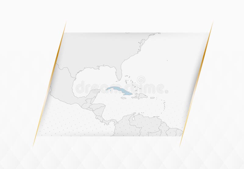Cuba Map in Blue with Gold Framed Accents. Modern Vector Map of Cuba ...