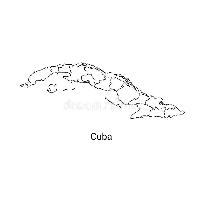 Cuba Map Color Line Element. Border of the Country Stock Vector ...
