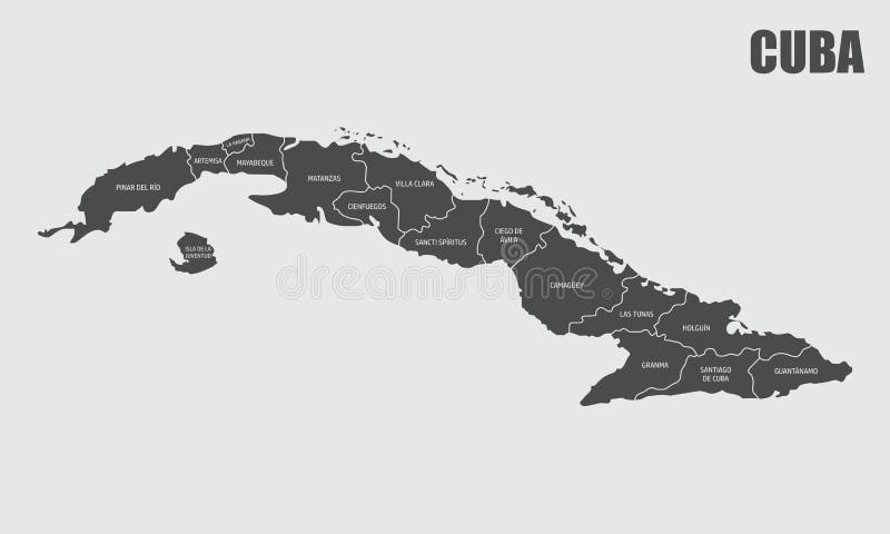Cuba provinces map stock illustration. Illustration of atlas - 200896455