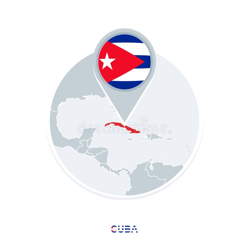 Cuba Map and Flag, Vector Map Icon with Highlighted Cuba Stock Vector ...