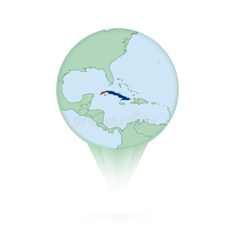 Cuba Map, Stylish Location Icon with Cuba Map and Flag Stock Vector ...