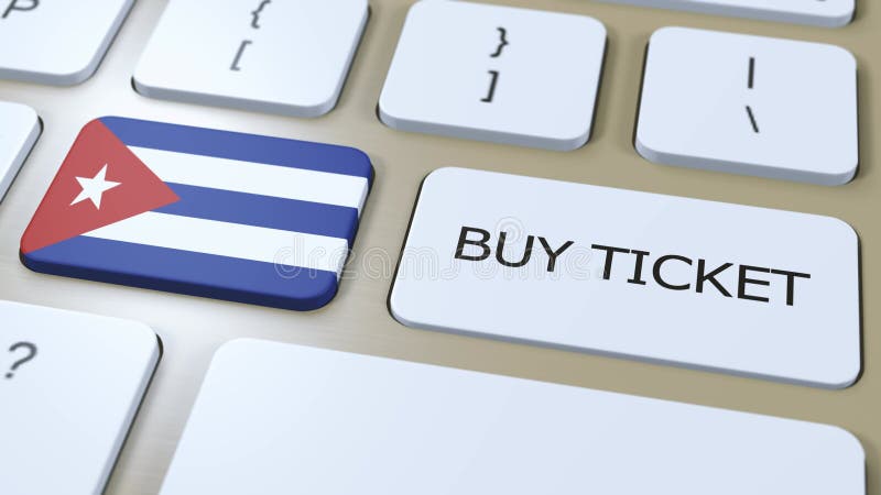 Cuba National Flag and Button with Text Buy Ticket. Travel Concept ...