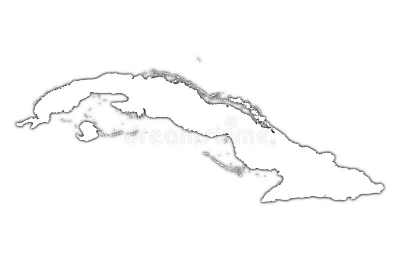 Cuba Outline Map with Shadow Stock Illustration - Illustration of ...