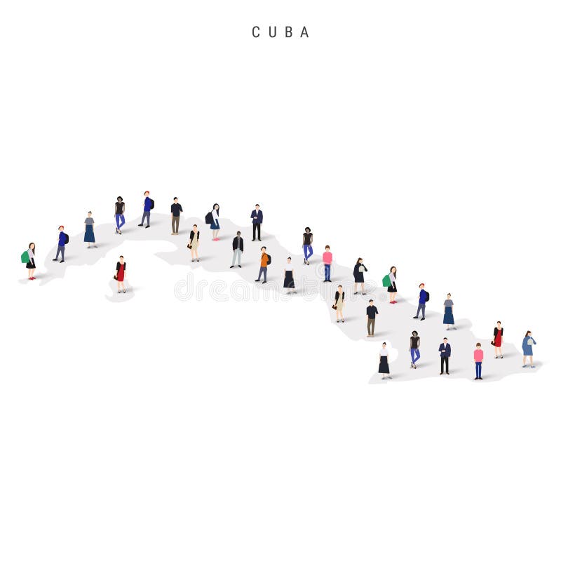 Cuba Population Map. Large Group of People in a Shape of Cuban Map ...