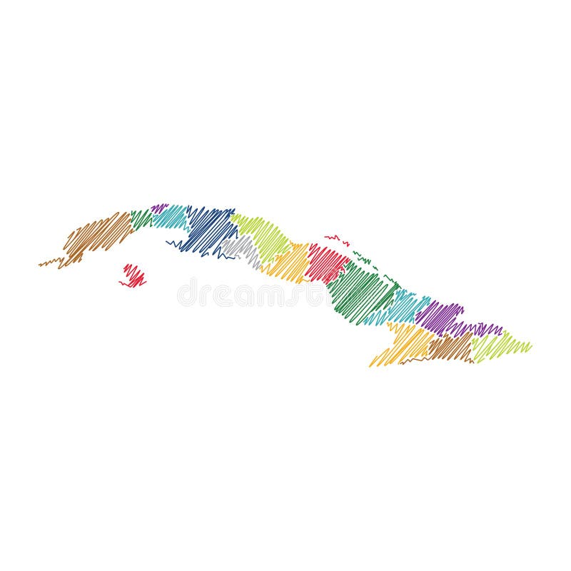 Cuba with Provinces, Thread Map Line Vector Illustration 1 Stock Vector ...