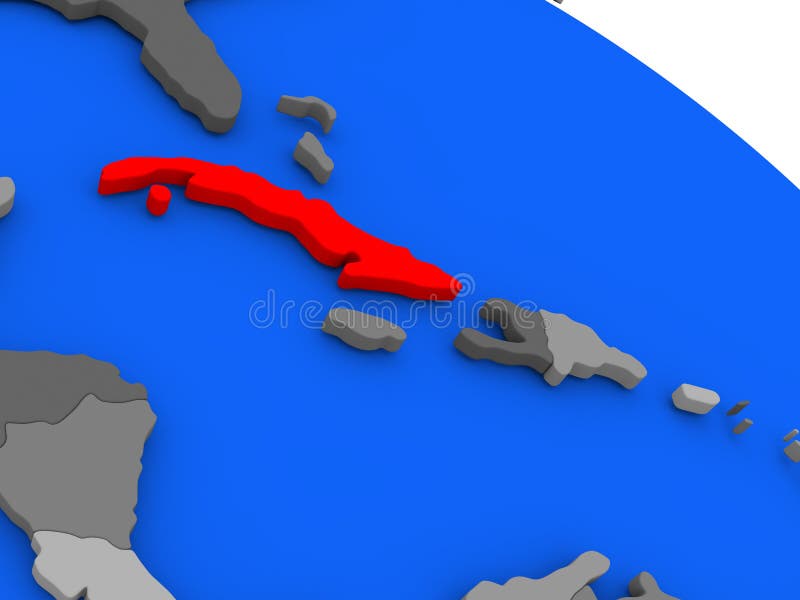 Cuba in red stock illustration. Illustration of render - 80789091