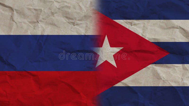 Cuba and Russia Flags Together, Crumpled Paper Effect 3D Illustration ...