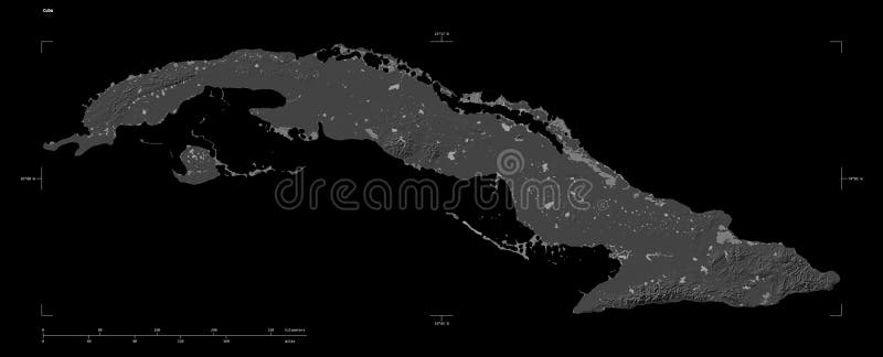 Cuba Shape on Black. Bilevel Stock Illustration - Illustration of ...