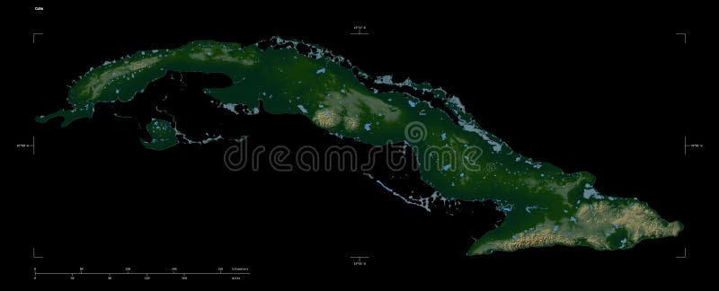 Cuba Shape on Black. Physical Stock Illustration - Illustration of ...