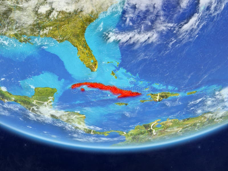 Cuba from space on Earth stock illustration. Illustration of planet ...