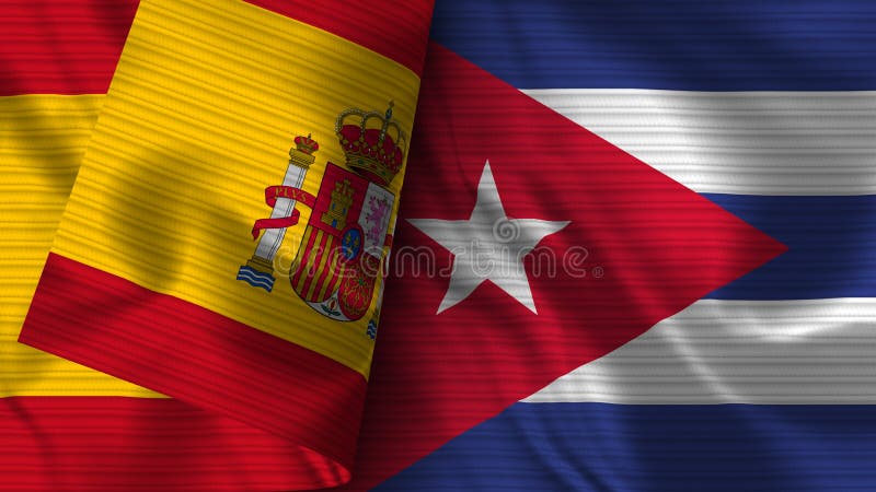 Cuba and Spain Realistic Flag â€“ Fabric Texture Illustration Stock ...
