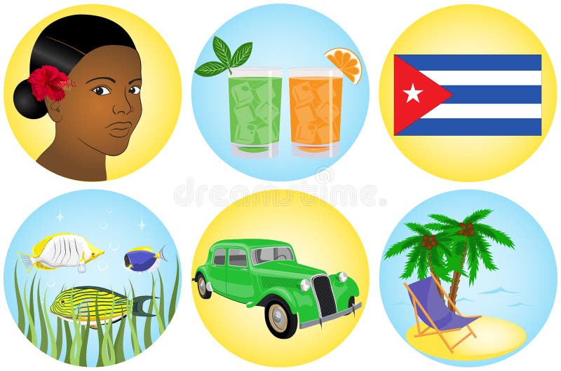 Cuba Symbols illustration stock vector. Illustration of islands - 181558175