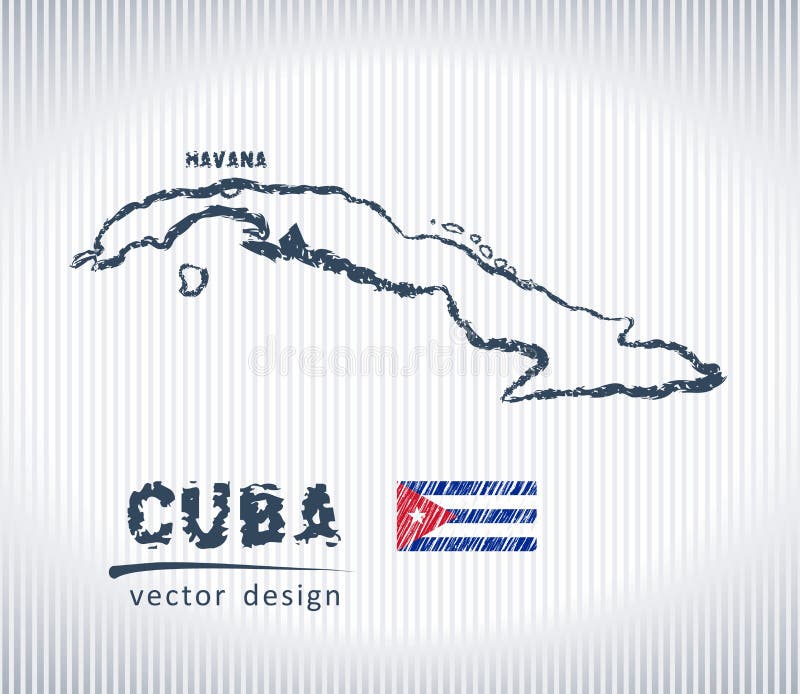 Cuba Outline Map Vector Illustration Stock Vector - Illustration of ...