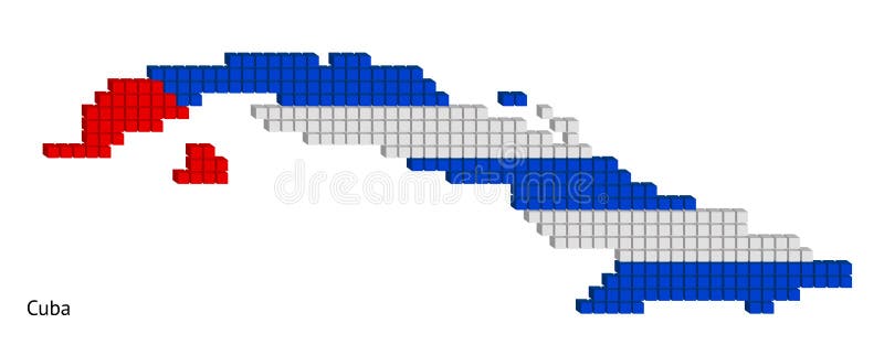 Cuba Vector Illustration Pixelated Geographical Map in Flag Colors ...