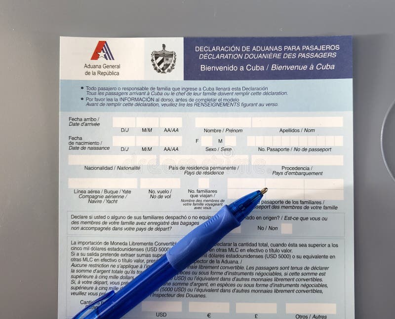 Cuba Visa Card Application Form with a Pencil Editorial Stock Photo ...