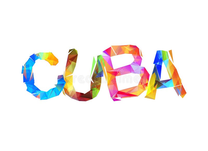 The Word Cuba in the Colors of the Waving Cuban Flag. Country Name on ...