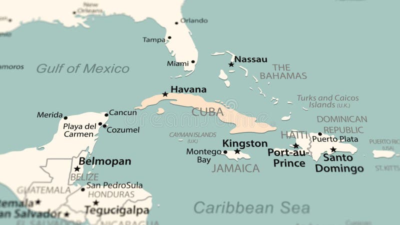 Cuba on the world map stock illustration. Illustration of cuba - 304481564