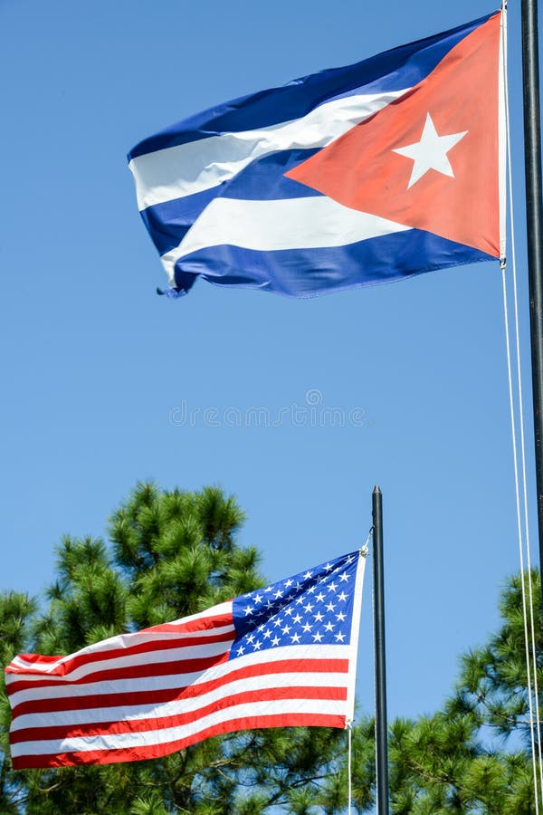 Cuban and American flag editorial photography. Image of national - 68846967