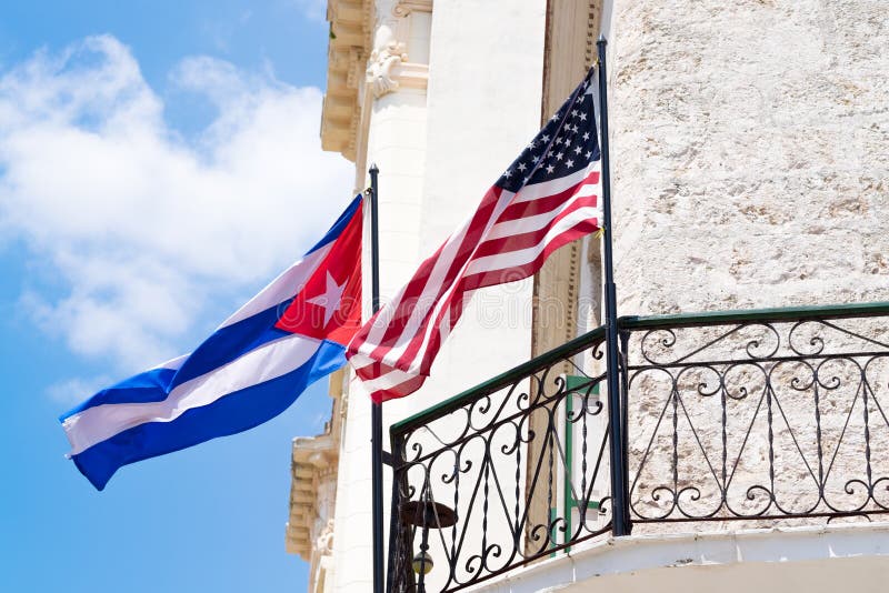 Cuban and American Flags Together on a Balcony in Havana Stock Photo ...