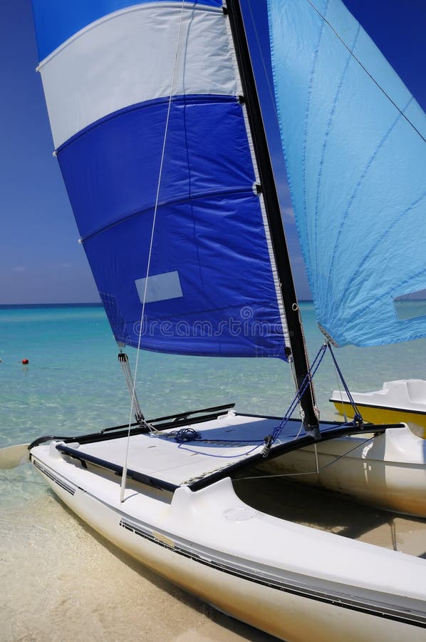 Sailing Boats on a Cuba Beach Stock Photo - Image of scenic, shore ...