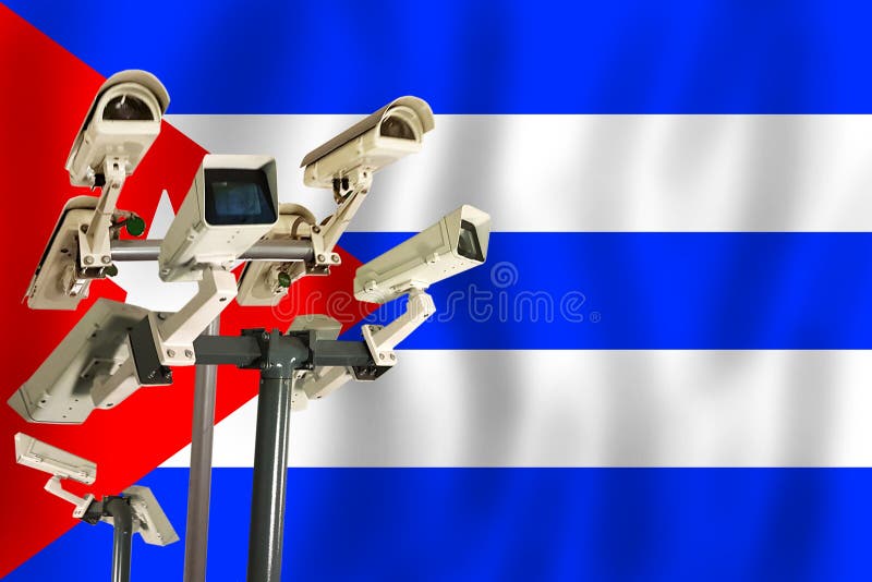 Cuban CCTV Camera on the Flag of Cuba Surveillance, Security, Control ...