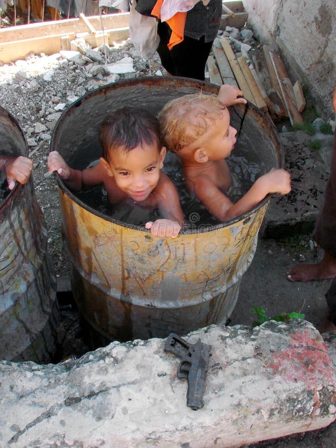Cuban Children Playing in a Water Tank Editorial Stock Photo - Image of ...