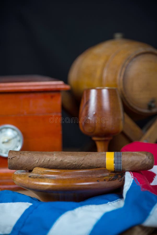 Cuban cigars related items stock image. Image of cognac - 48247665