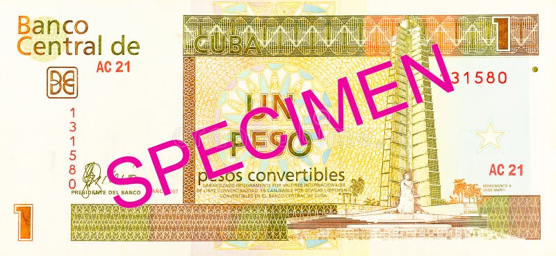 1 Cuban Convertible Peso Bank Note Reverse Stock Photo - Image of ...