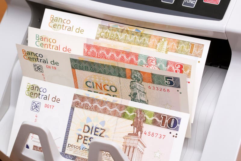 Cuban Convertible Pesos in the Counting Machine Stock Photo - Image of ...