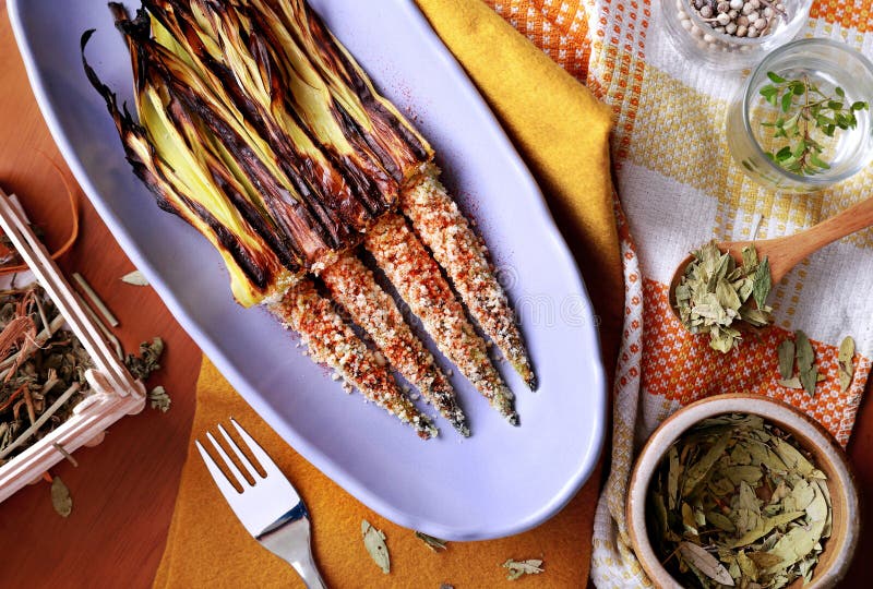 Cuban Corn Served As Spanish Tapas Stock Image - Image of parsley ...