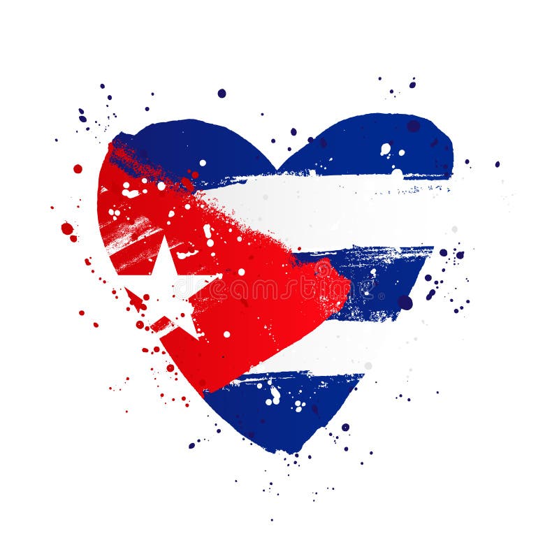 Cuban Flag In The Form Of A Big Heart Stock Vector Illustration Of
