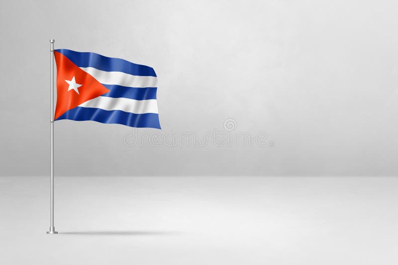 Cuban Flag Isolated on White Concrete Wall Background Stock ...