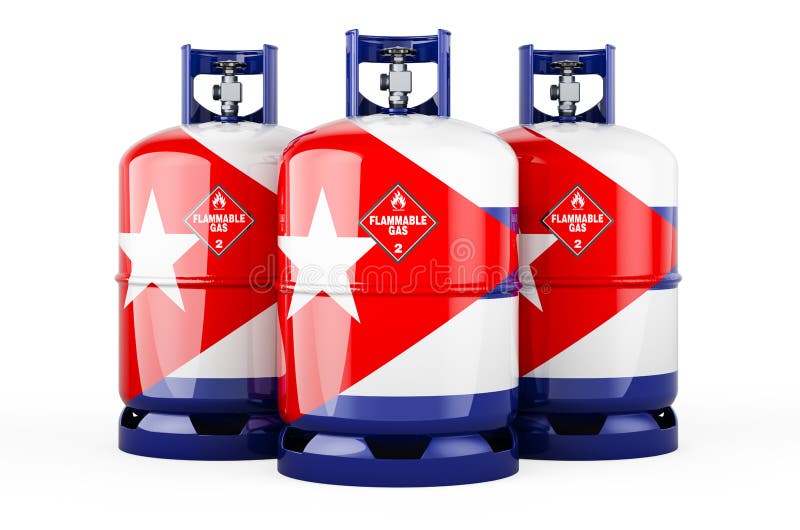 Cuban Flag Painted on the Propane Cylinders with Compressed Gas, 3D ...
