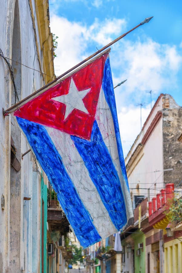 Cuban Flag on a Street in Havana Stock Photo - Image of grunge ...