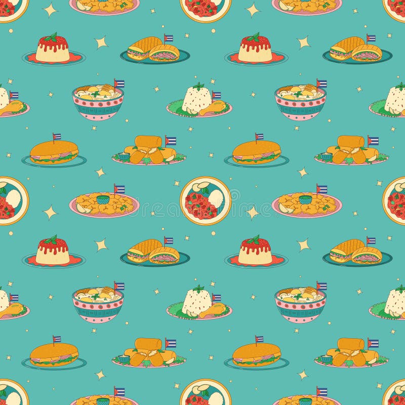Cuban Food Seamless Pattern. Traditional Cuban Dish. Vector ...
