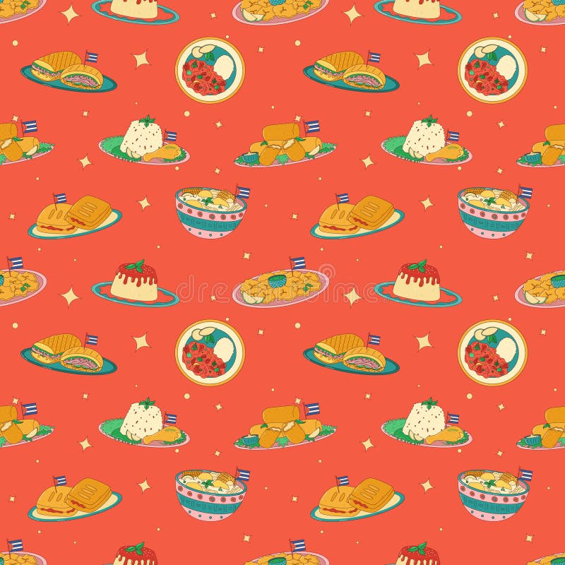 Cuban Food Seamless Pattern. Traditional Cuban Dish. Vector ...