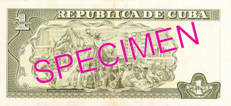 1 Cuban Peso Bank Note Reverse Stock Image - Image of paper, macro ...