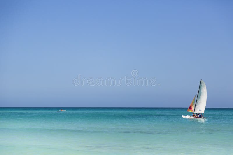 CUBAN SAILBOAT SAILING in CARIBBEAN SEA Stock Photo - Image of ...