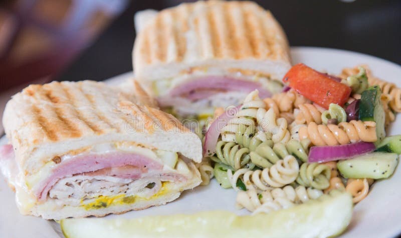 Cuban Sandwich with Pasta Salad Stock Photo - Image of lettuce, fresh ...