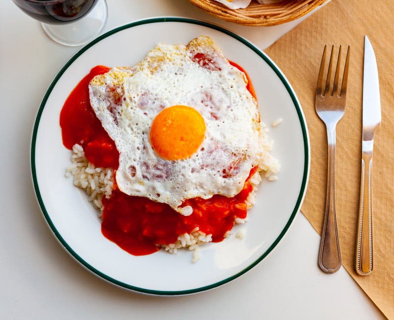 Cuban Style Rice with Gravy and Scrambled Eggs Closeup Stock Photo ...