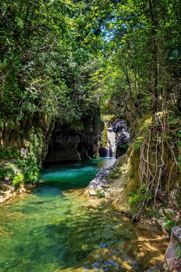 Cuban Waterfall and river stock photo. Image of cascade - 43845286