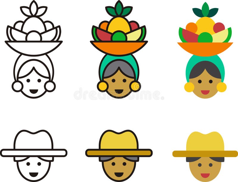 Cuban woman and man icons stock vector. Illustration of girl - 61684837